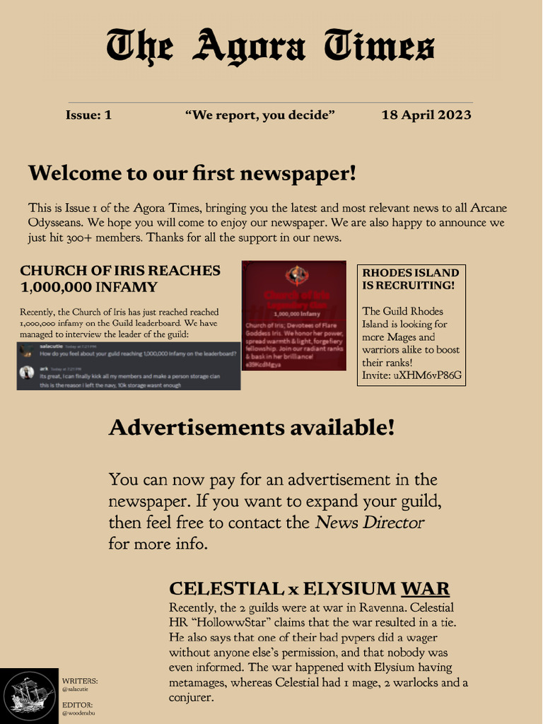 Agora Times Issue I | PDF