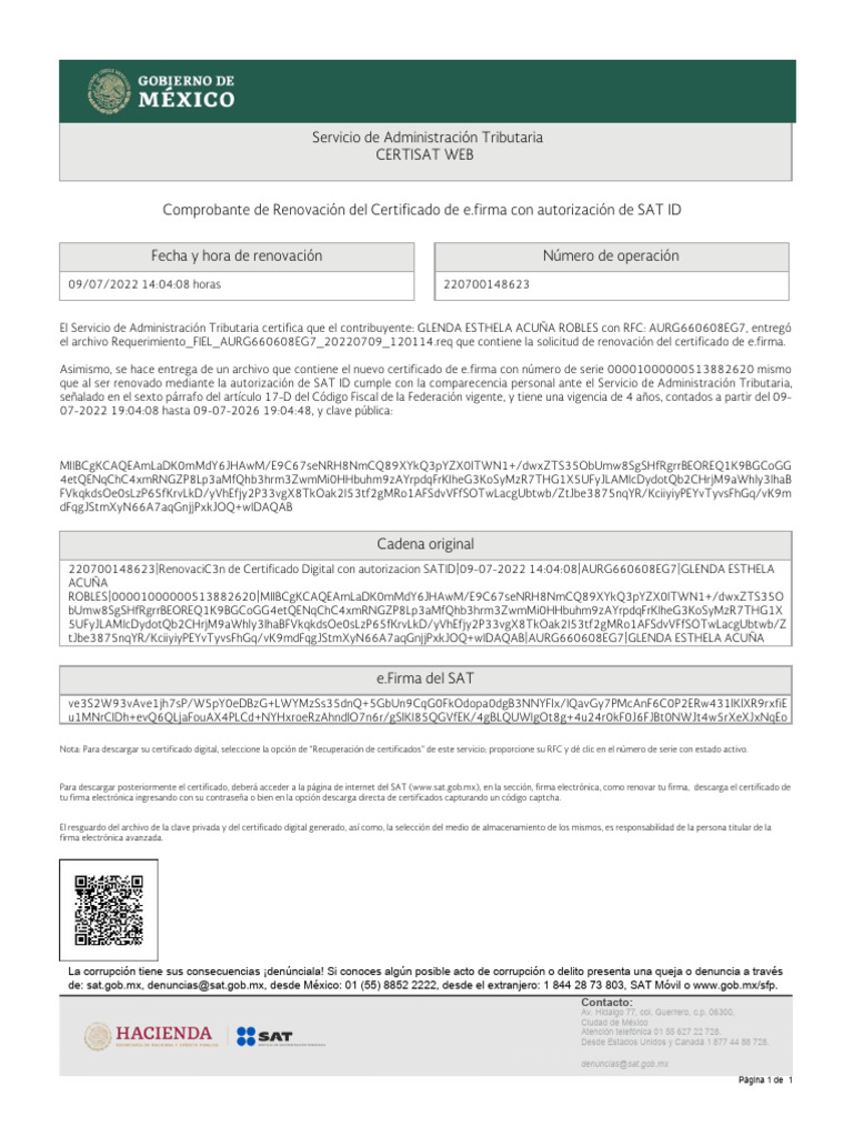 Acuse de Renovacion de Fiel en 2022 | PDF