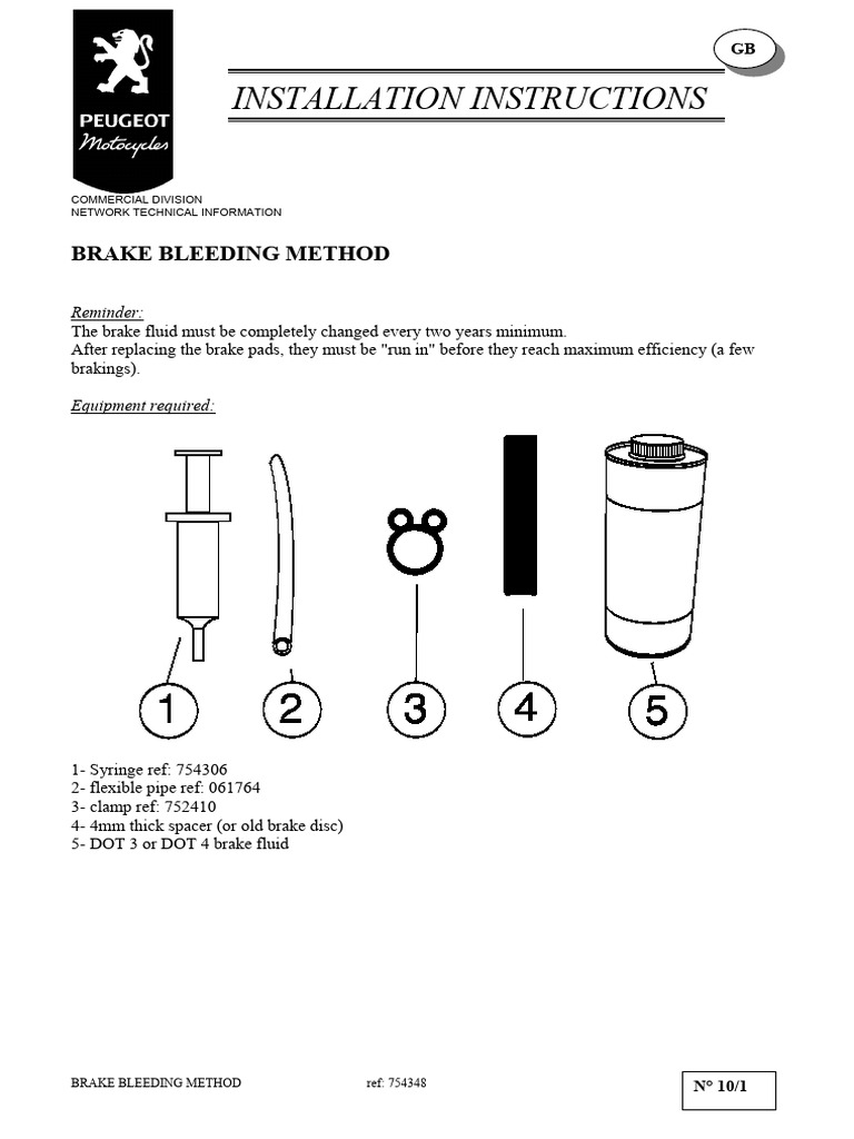 Brake Bleeding Instructions Guide | PDF | Brake | Syringe