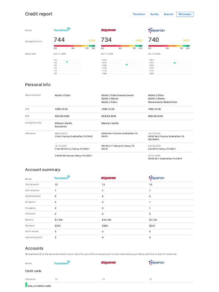 Credit Report | PDF | Credit History | Annual Percentage Rate