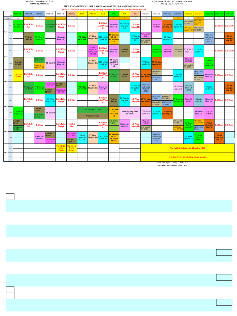 Dự Kiến TKB Tuần 18 | PDF