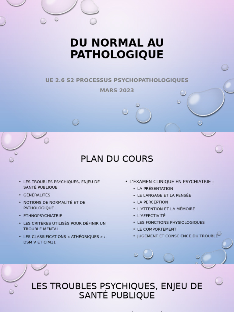 Synthèse Du CM2 - Du Normal Au Pathologique | PDF | Trouble mental ...