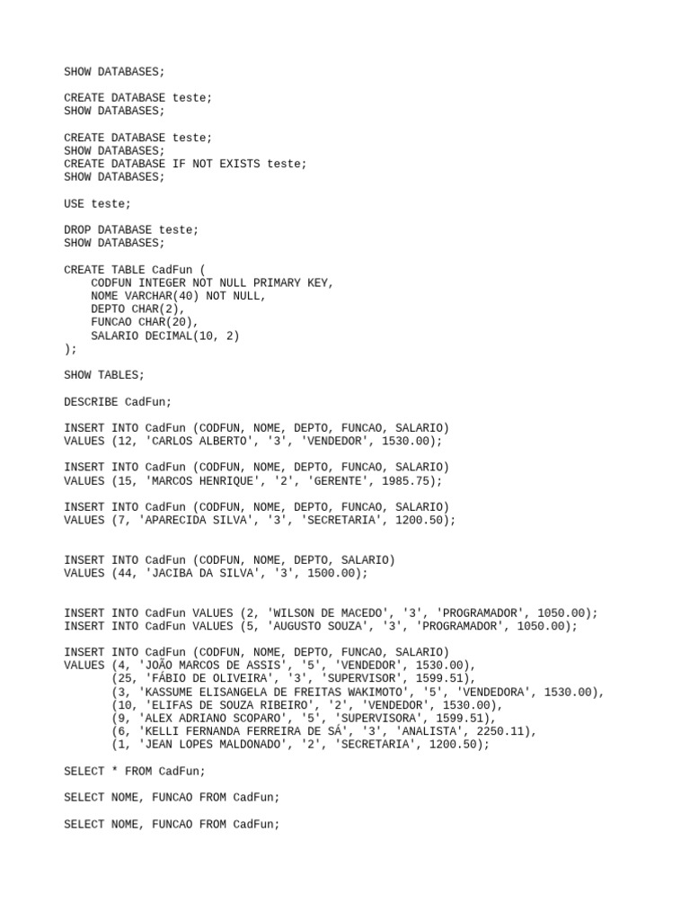 Gerenciamento de Funcionários em CadFun | PDF