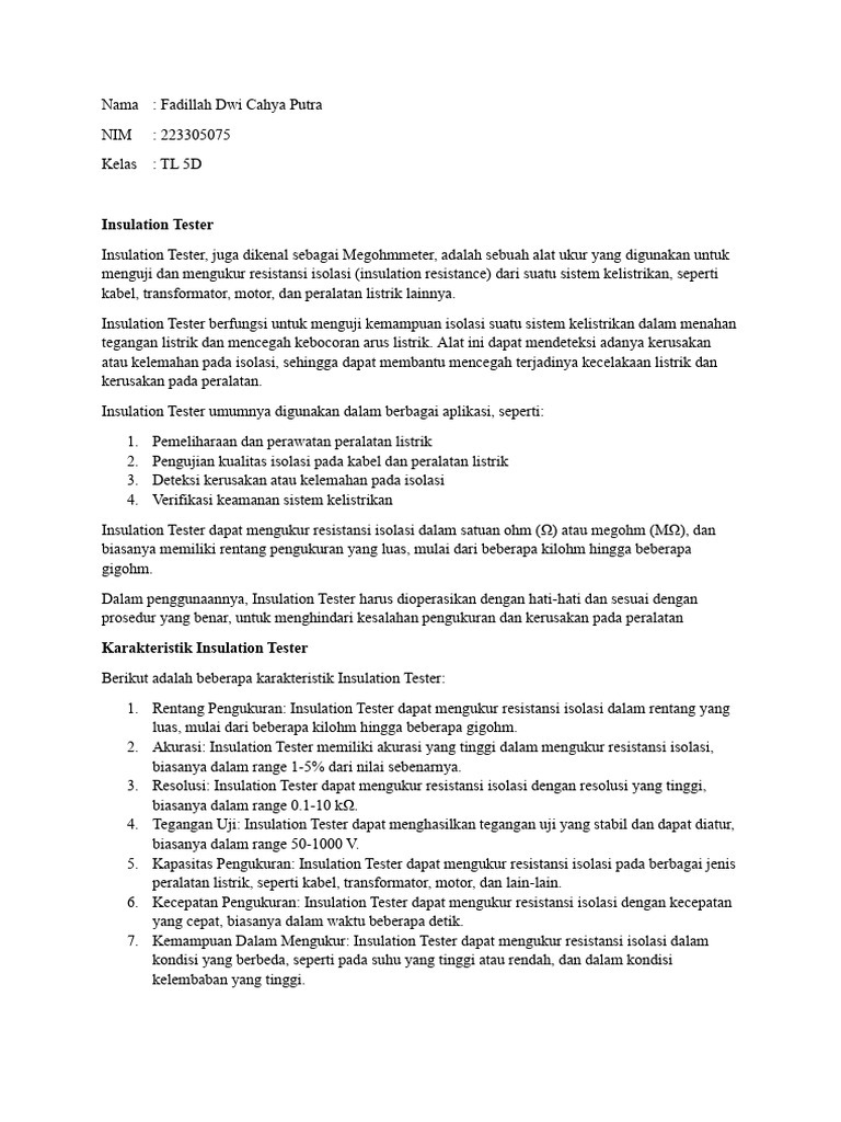 Insulation Taster Fadil | PDF