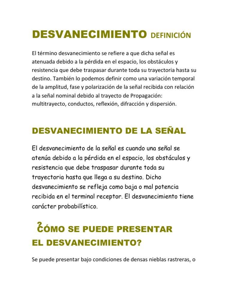 Significado de Desvanecimiento | PDF | Ciencia y matemáticas | Tecnología