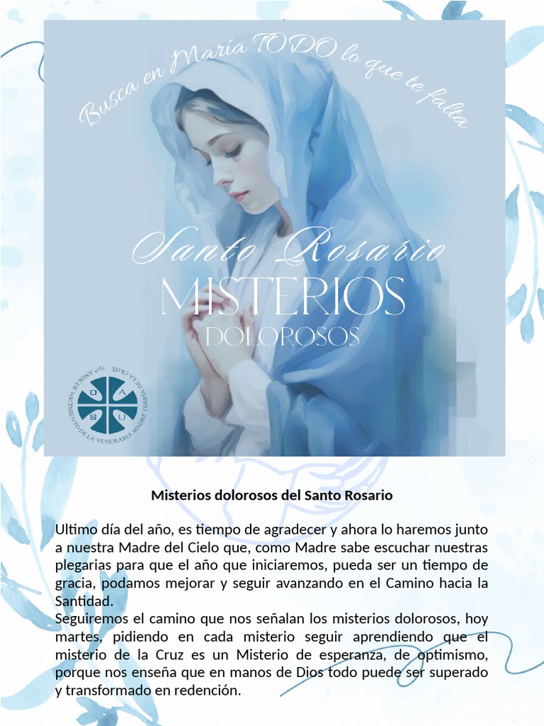 Misterios Dolorosos Del Santo Rosario Pdf Cristo Título Oración
