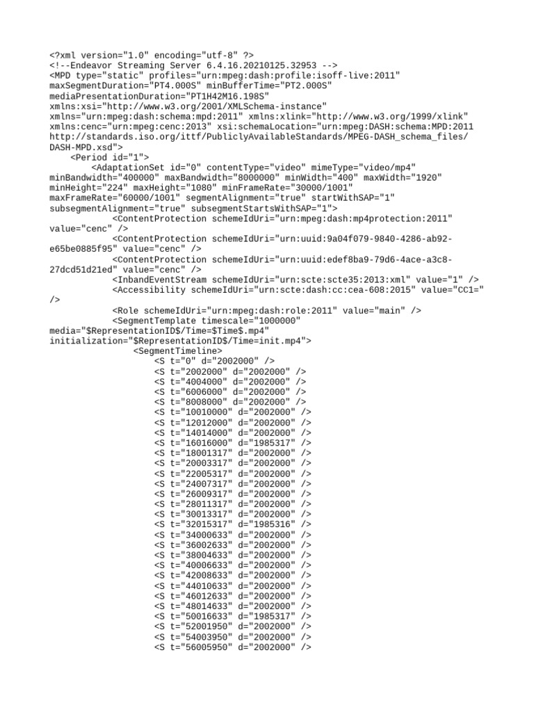 MPEG-DASH MPD Configuration Guide | PDF