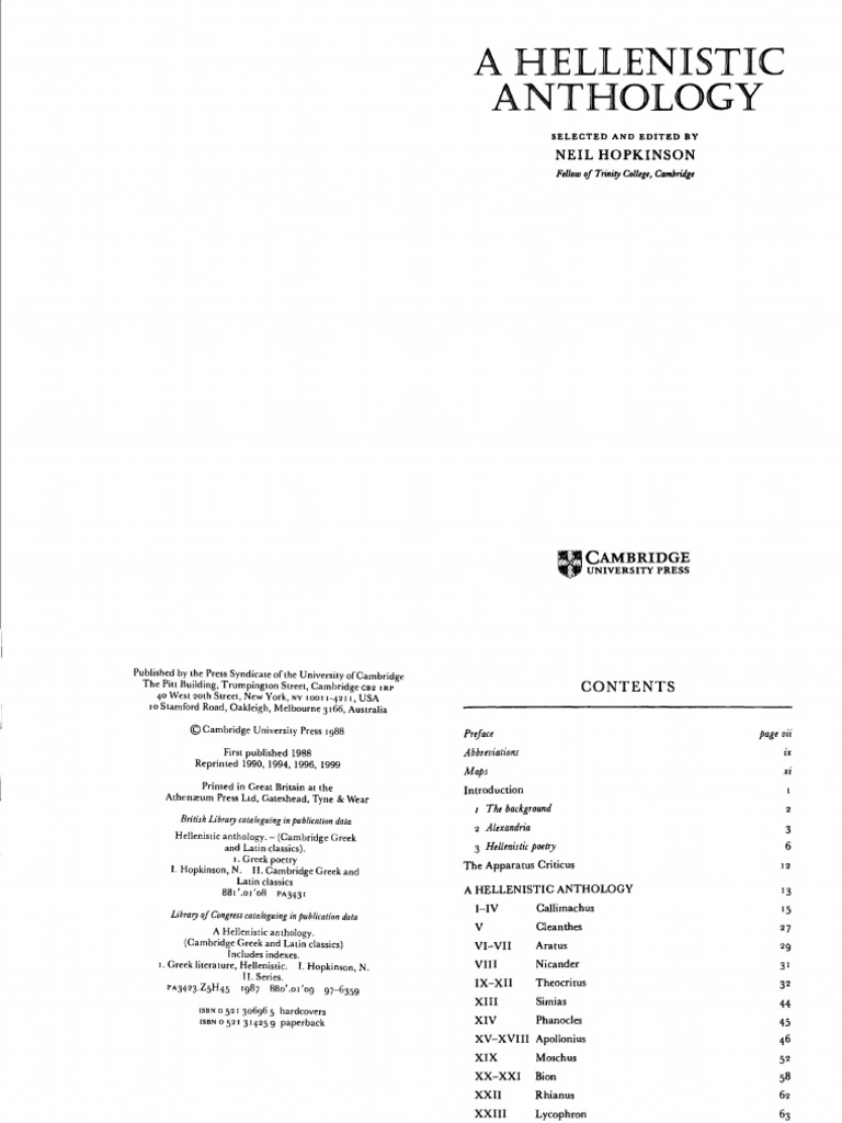(Cambridge Greek and Latin Classics) Neil Hopkinson - A Hellenistic ...