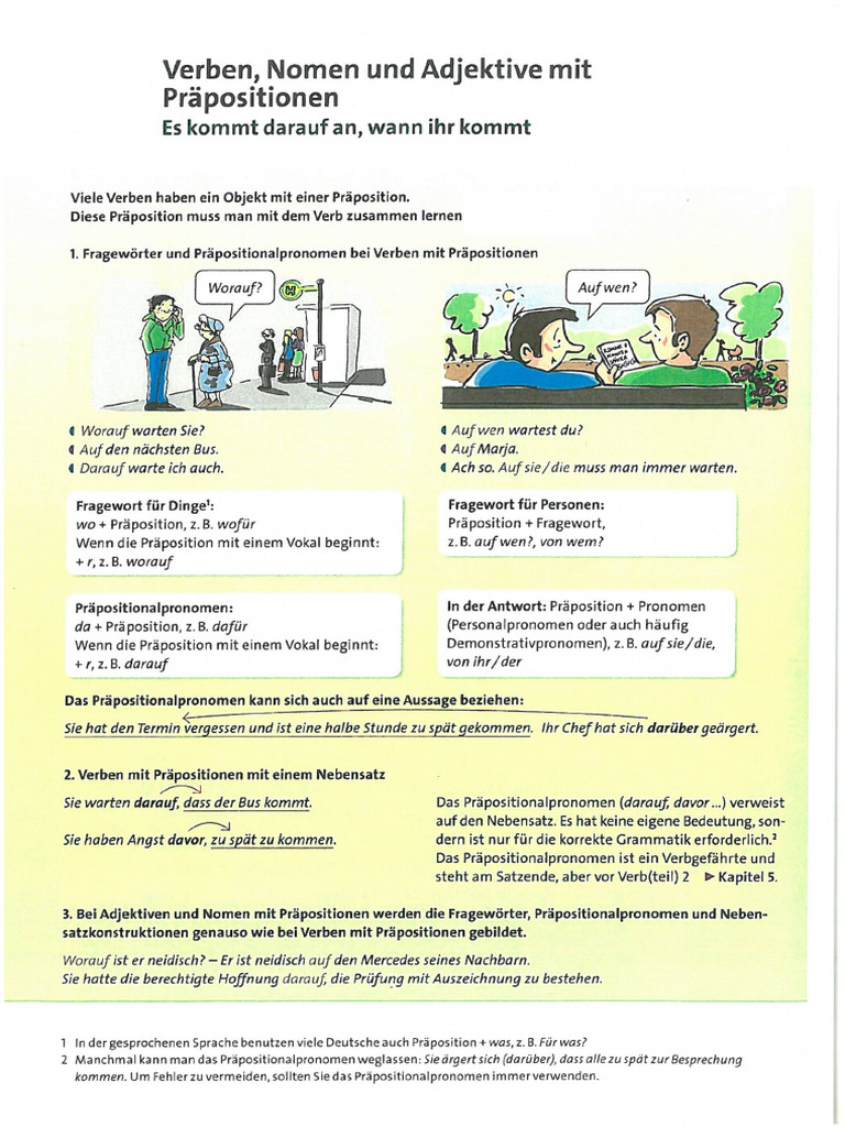 Verben Nomen Und Adjektive Mit Praeposition | PDF