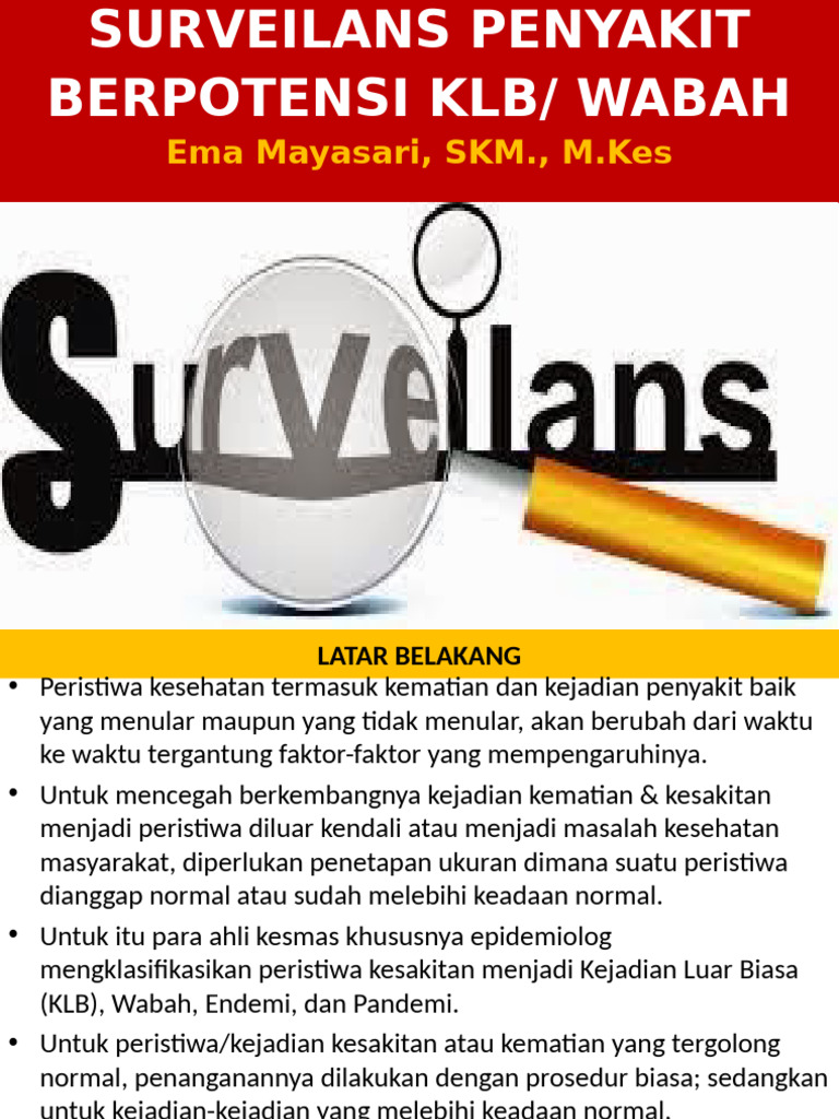 10. Surveylans Penyakit Potensi KLB | PDF