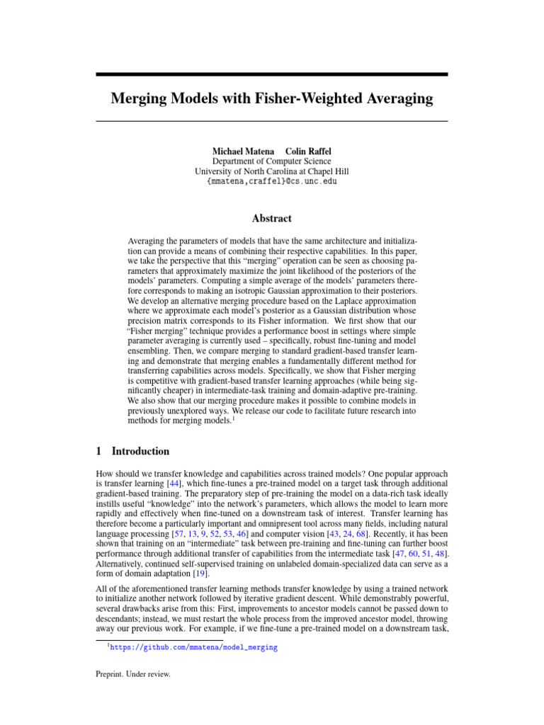 (ArXiv2111.09832) Merging Models With Fisher-Weighted Averaging ...