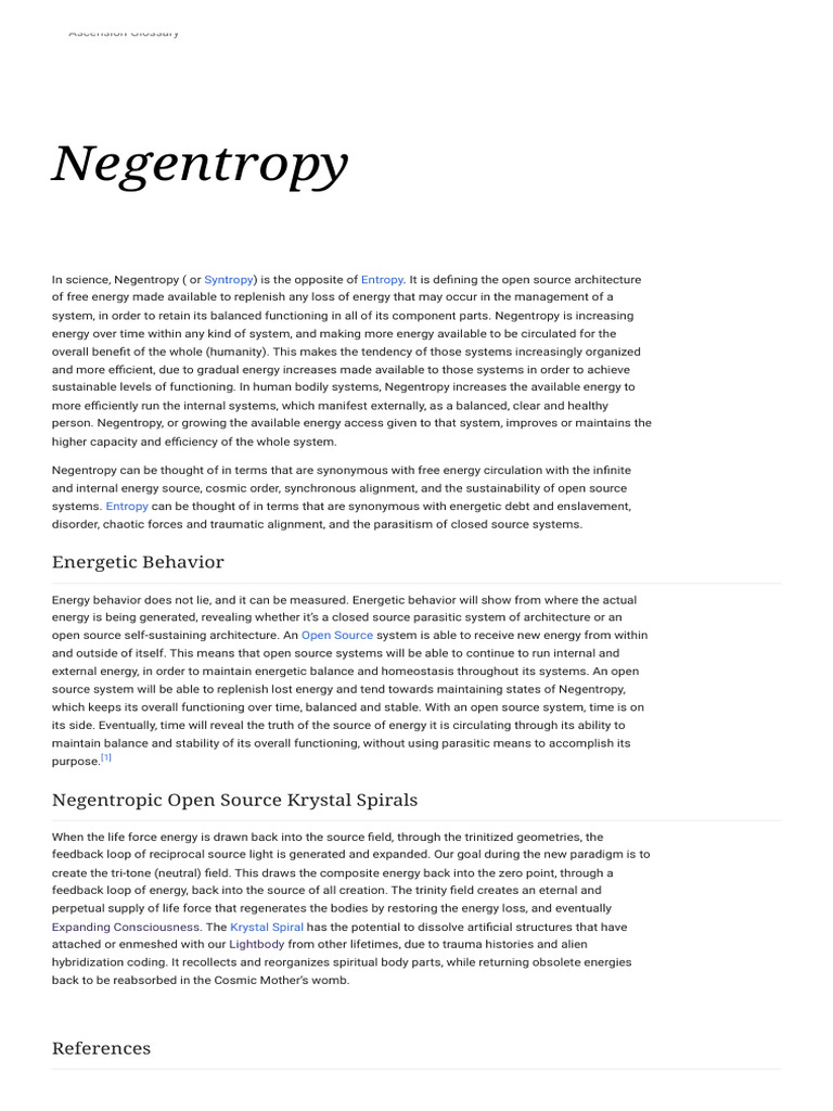 Negentropy - Ascension Glossary | PDF | Psychology