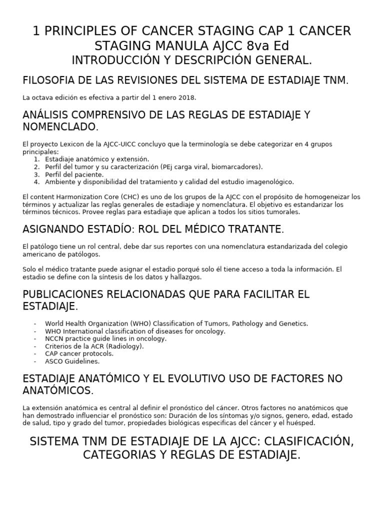 1 PRINCIPLES OF CANCER STAGING CAP 1 CANCER STAGING MANULA AJCC 8va Ed ...