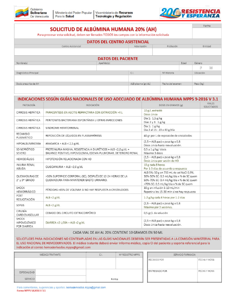 Formato de Solicitud de Albúmina | PDF