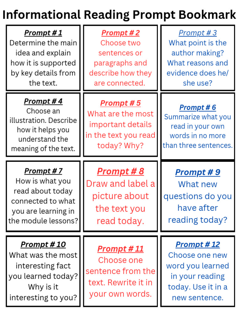 Reading Comprehension Prompts Guide | PDF