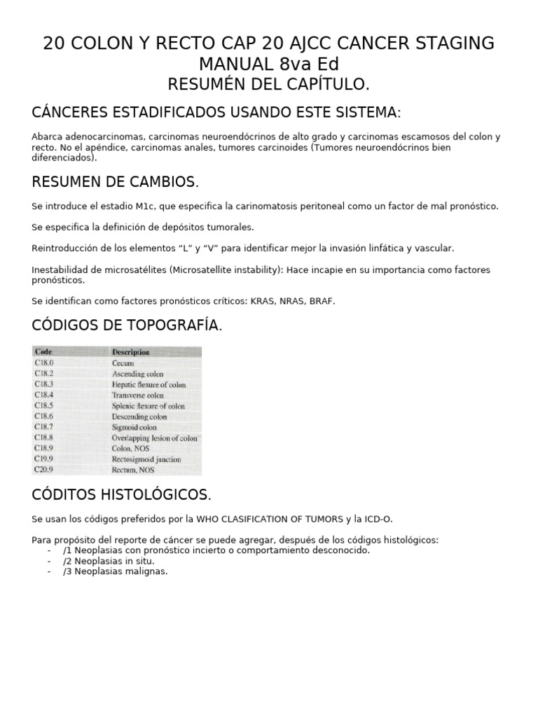 20 COLON Y RECTO CAP 20 AJCC CANCER STAGING MANUAL 8va Ed | PDF | Metástasis | Cáncer colonrectal
