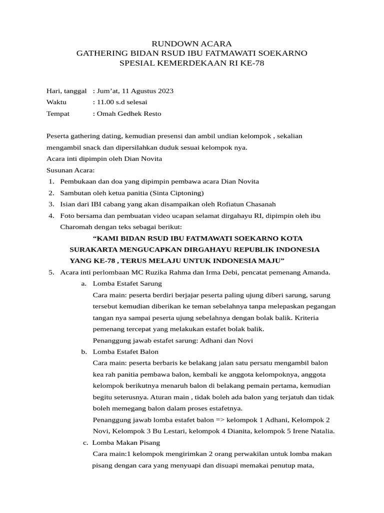Rundown Acara Gathering 11 Agustus | PDF