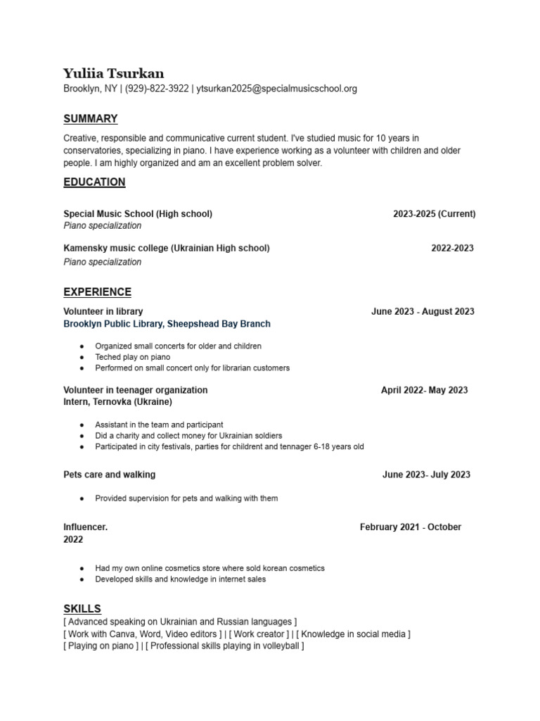 Resume Yuliia Tsurkan 2 | PDF