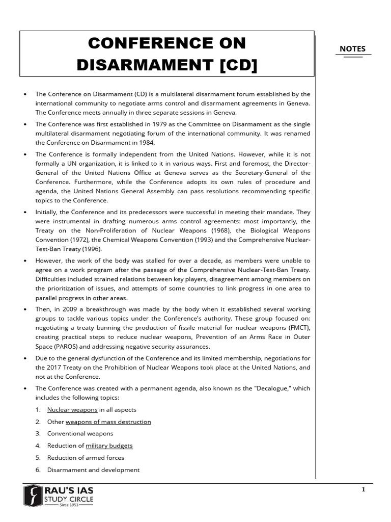 Conference On Disarmament 2 | PDF | International Relations | Defense ...