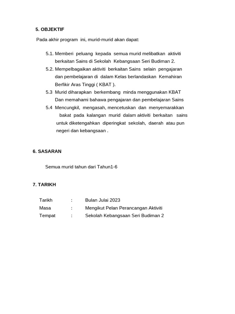 Objektif Kertas Kerja | PDF