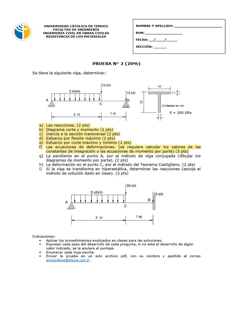 Prueba # 2 RM Sec01 | PDF | Viga (Estructura) | Doblar