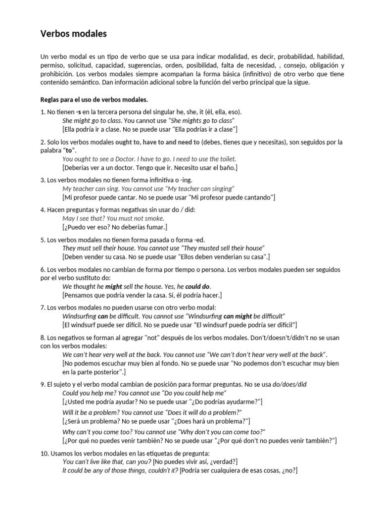 Course Language - English - Modal Verbs (Spanish) - 002 | PDF
