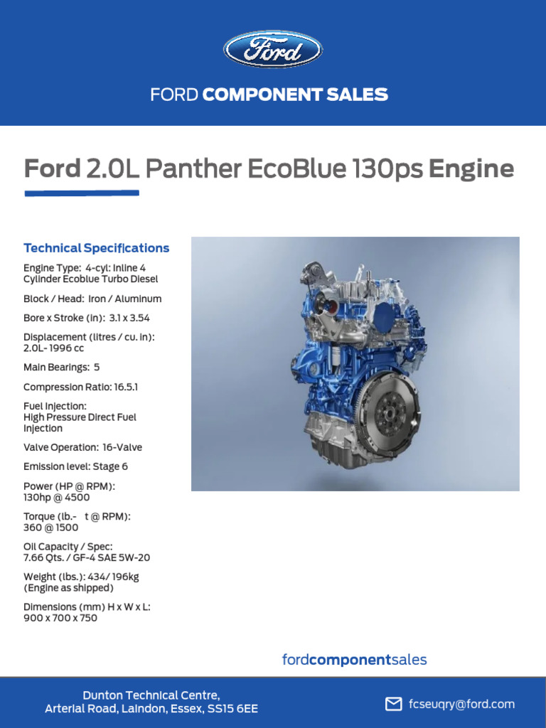 2.0l Panther Ecoblue130ps Engine | PDF