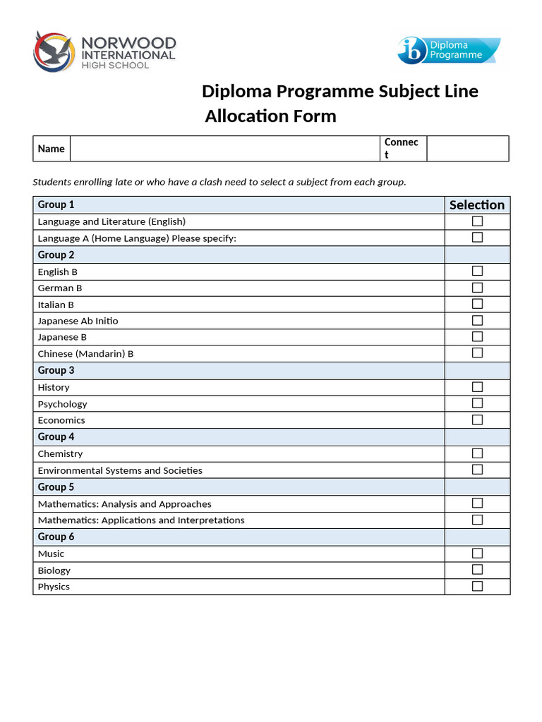 Diploma Programme 2024 Subject Selections | PDF