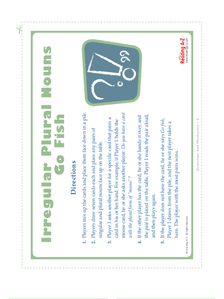 lc_g2_gm_irregular_plural_noun_go_fish | PDF | Plural | Noun