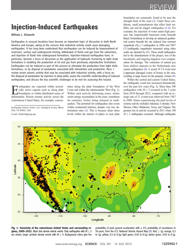 (Ellsworth 2013) Injection-Induced Earthquakes | PDF | Earthquakes ...