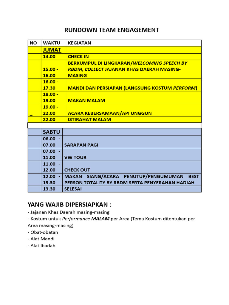 Rundown Team Engagement Final Revisi | PDF