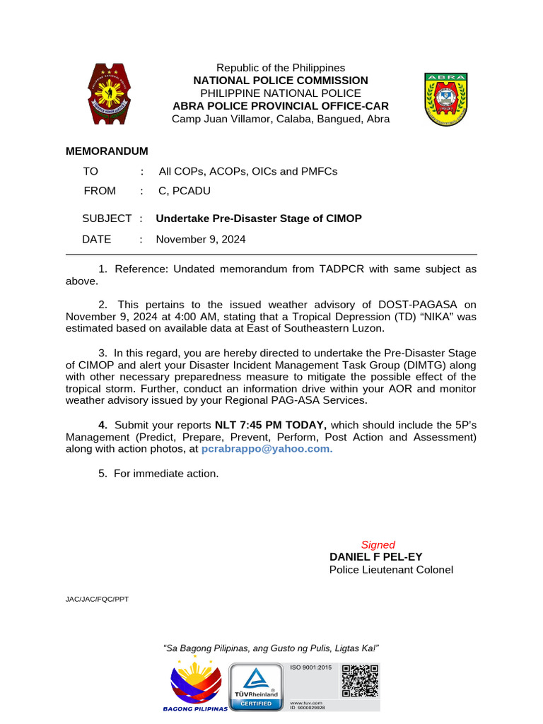 Pre-Disaster Stage of CIMOP | PDF