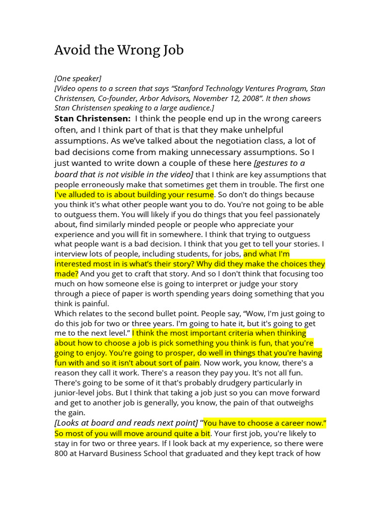 Avoid the Wrong Job | PDF | Microsoft Excel