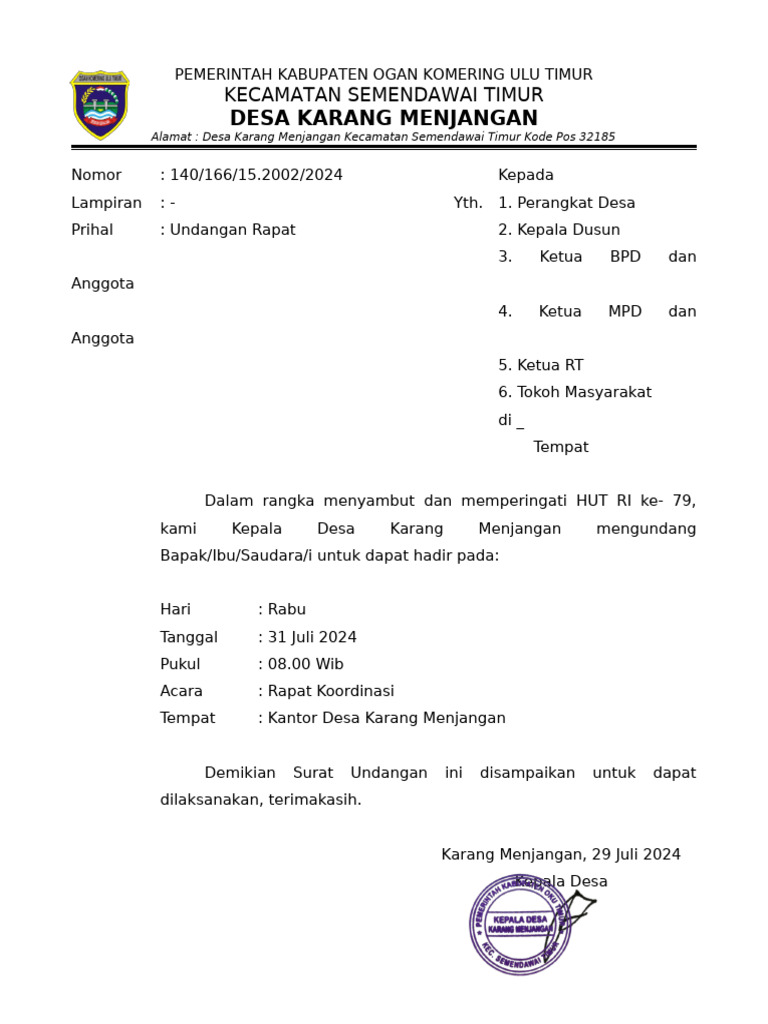 Undangan Hut Ri 79 2024 | PDF