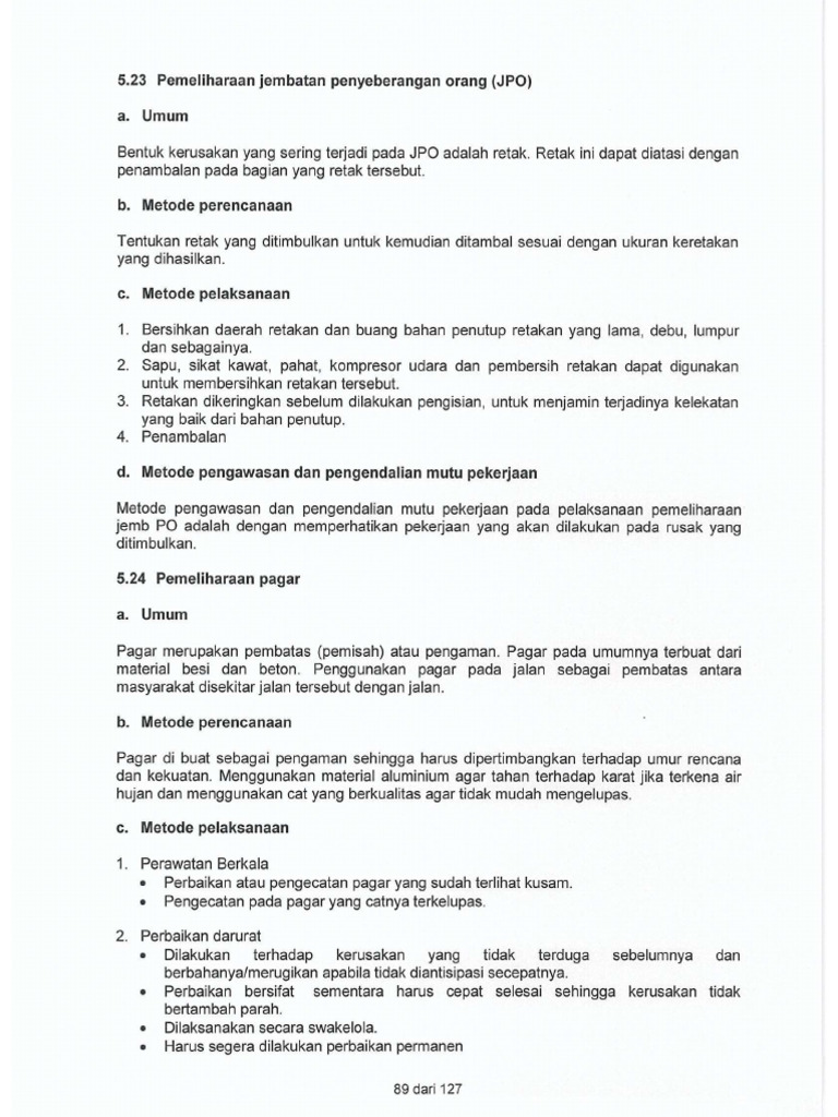 SOP Pemeliharaan JPO | PDF