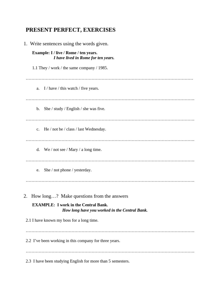 Course Language - English - Present Perfect (Exercises) | PDF