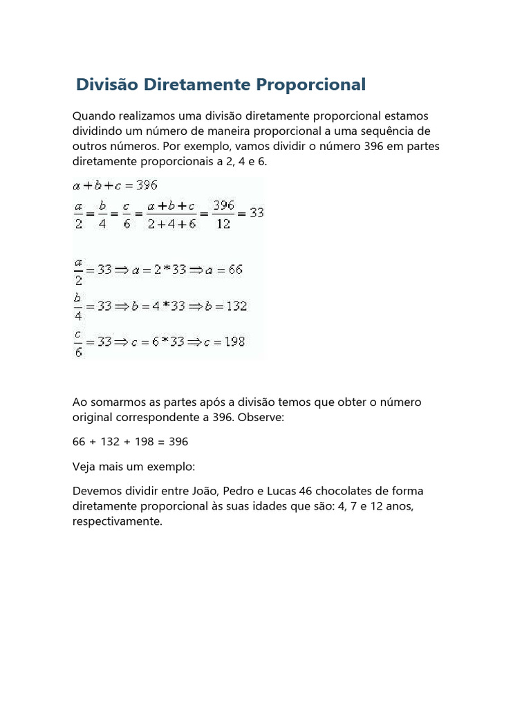 Divisão Diretamente Proporcional-9° Ano 2024 | PDF