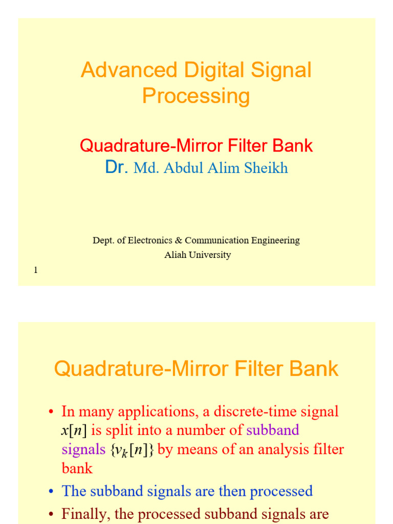 Quadrature-Mirror Filter Bank | PDF | Telecommunications Engineering ...