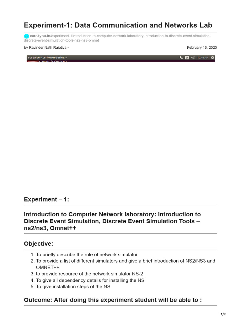 Care4you - in-Experiment-1Data Communication and Networks Lab | PDF | Computer Network | Simulation