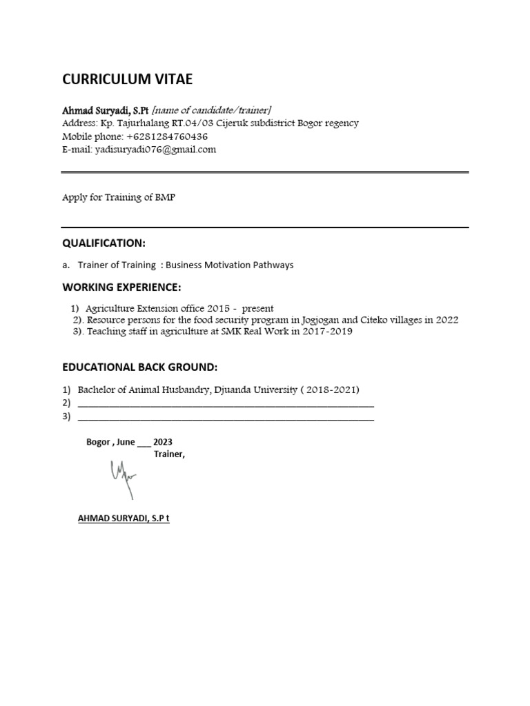 Ahmad Suryadi CV English Version | PDF