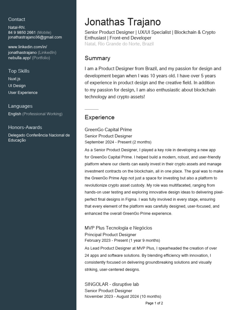 Cv - English | PDF | Human–Machine Interaction | Computing