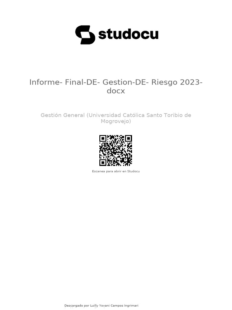 Informe Final de Gestion de Riesgo 2023 | PDF