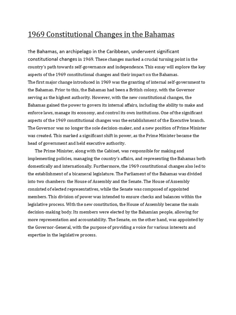 1969 Bahamas Constitutional Changes | PDF | The Bahamas ...