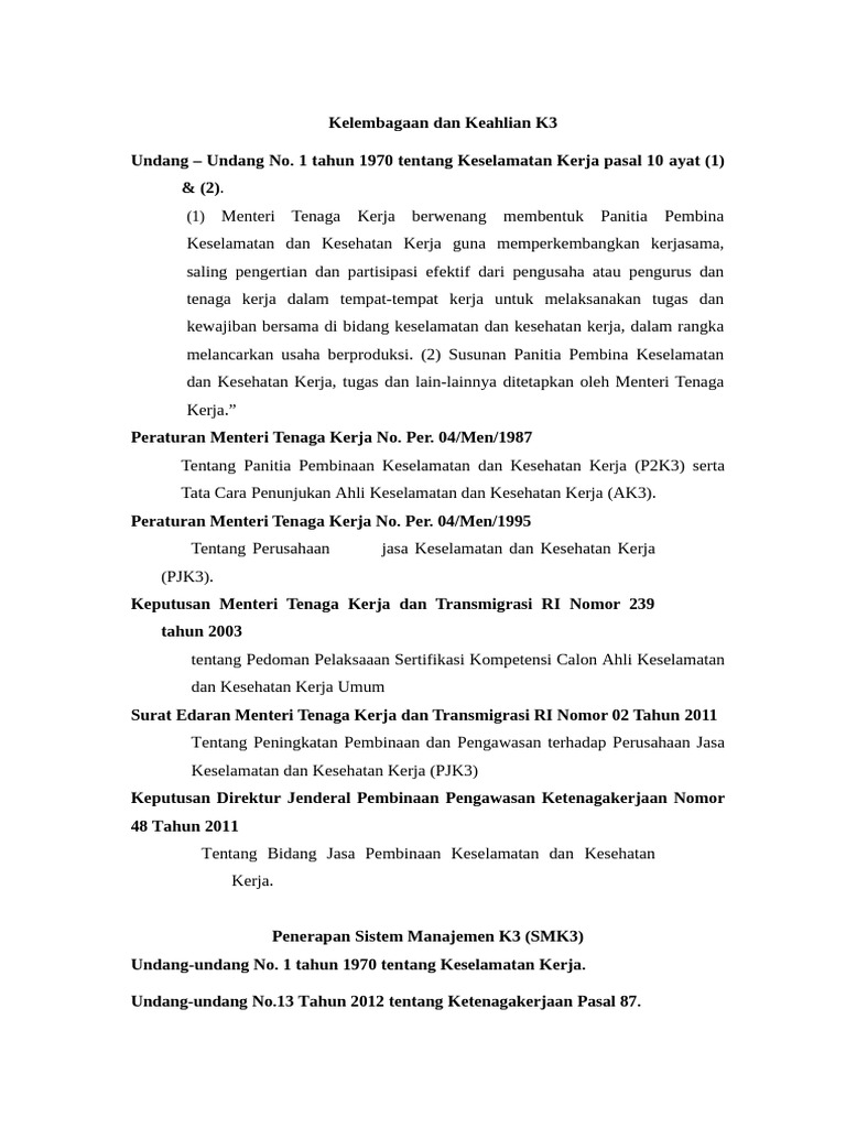 Rangkuman Seminar PJK3 | PDF