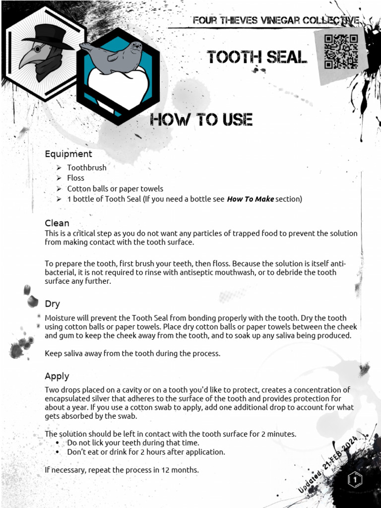 Tooth Seal Instructions | PDF