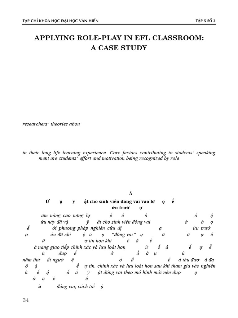 Nguyen Thi Tan - Applying Role-Play in EFL Classroom - A Case Study | PDF | Learning | Language ...