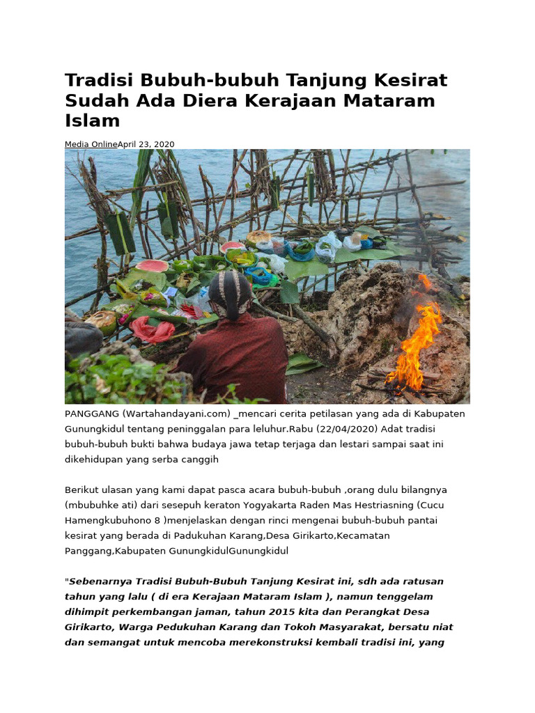Tradisi Bubuh-Bubuh di Tanjung Kesirat | PDF