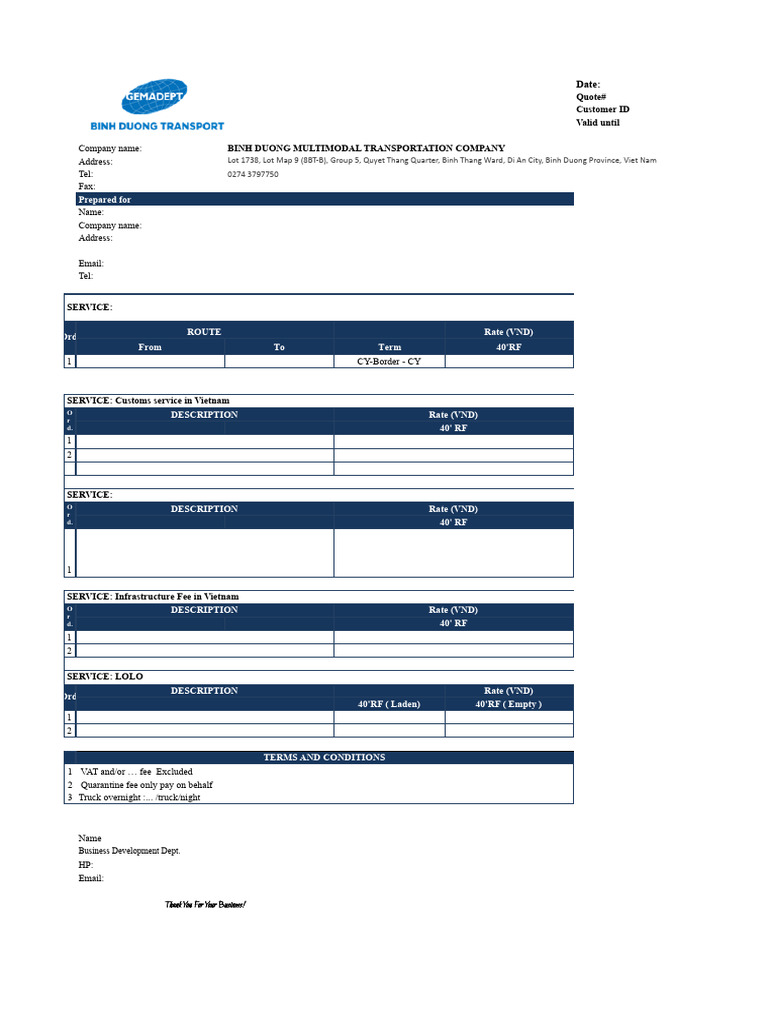 QUOTATION TEMPL - XLSX - PIL | PDF