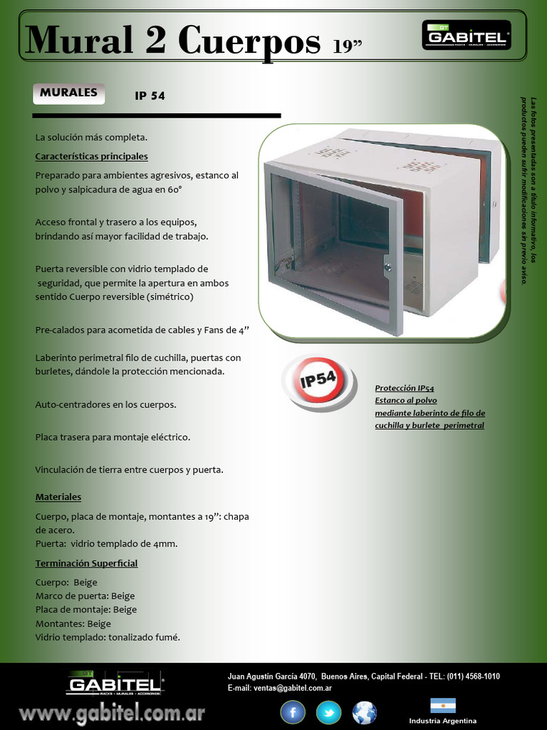 Gabinetes Mural IP54 para Ambientes Hostiles | PDF