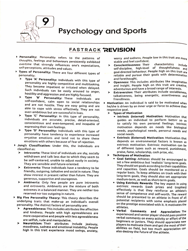 9 - Psychology and Sports (Revision) | PDF